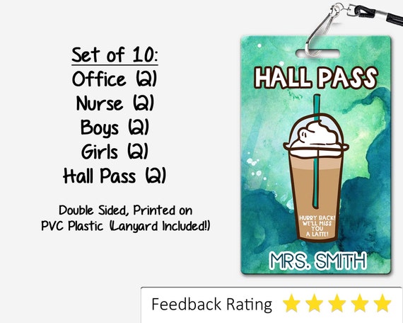 Coffee Theme Classroom Hall Passes for Teachers Personalized | Etsy