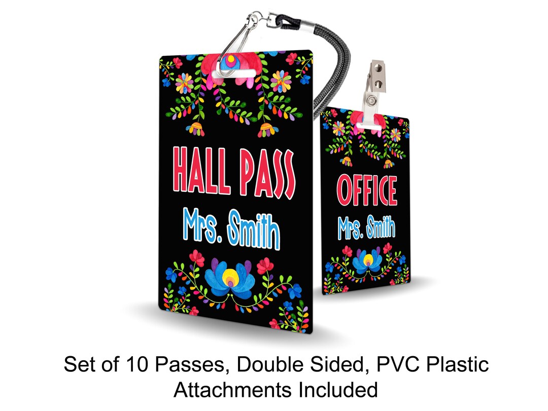 Fiesta Flowers Theme Classroom Hall Passes for Teachers, Personalized ...