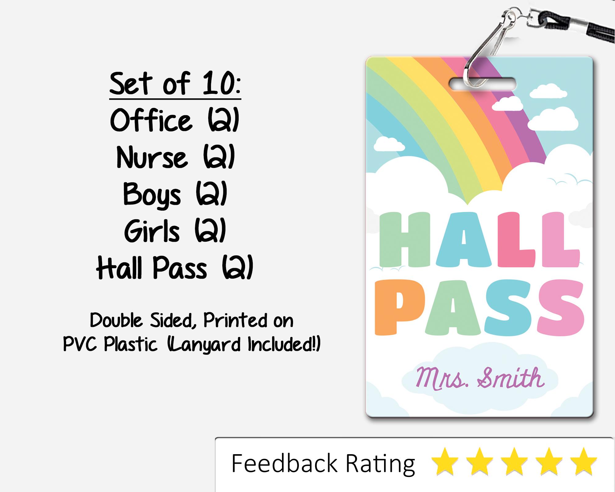 Pastel Rainbow Theme Classroom Hall Passes for Teachers, Personalized ...