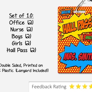 Superhero Theme Classroom Hall Passes for Teachers, Personalized, Hall ...