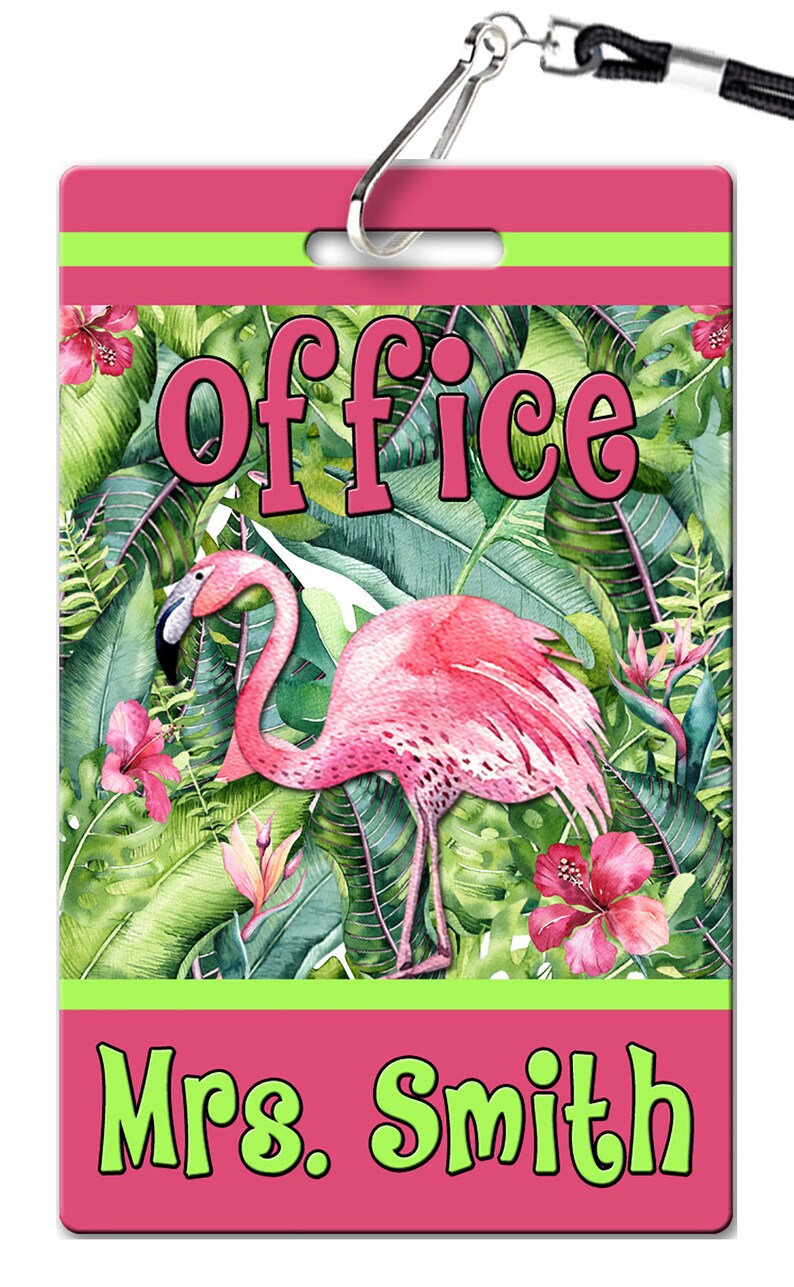 Flamingo Theme Classroom Hall Passes for Teachers, Personalized, Set of ...