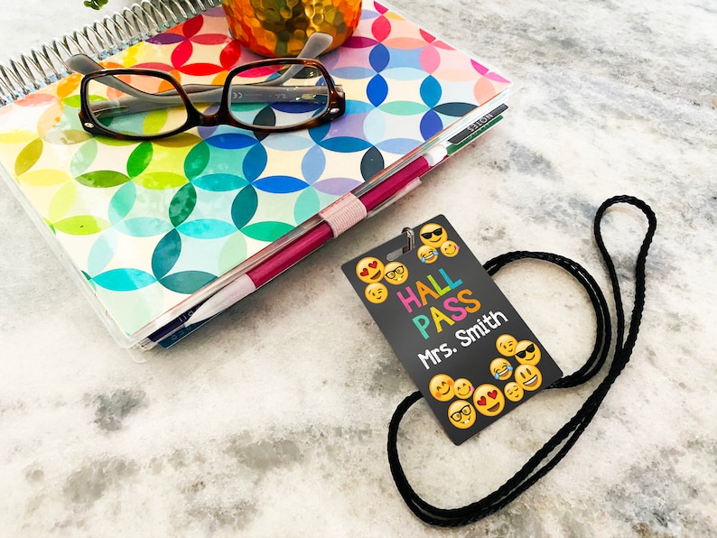 Emoji Theme Classroom Hall Passes for Teachers Personalized - Etsy