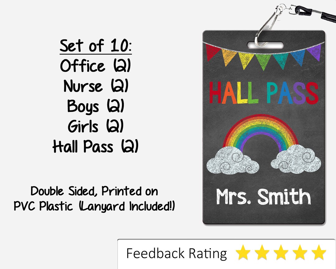 Rainbow Chalkboard Theme Classroom Hall Passes for Teachers - Etsy
