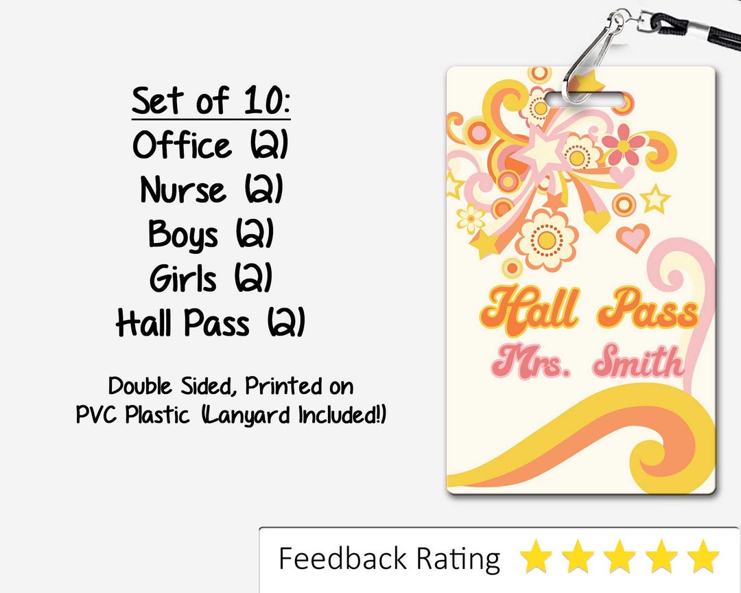 Retro Theme Classroom Hall Passes for Teachers Personalized - Etsy