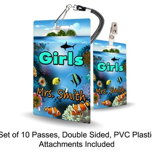 Shark Theme Classroom Hall Passes for Teachers, Personalized, Set of 10 ...