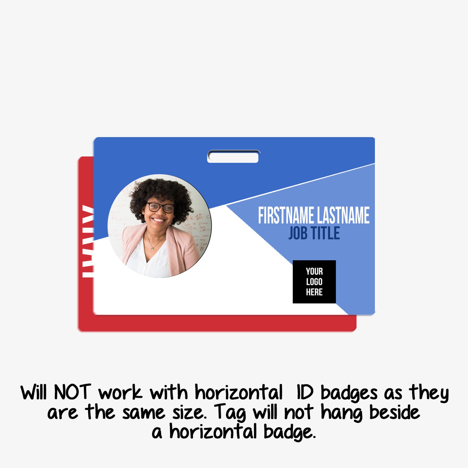 3inx2in Custom Horizontal Badge Buddy PLASTIC, for Vertical ID Cards ...