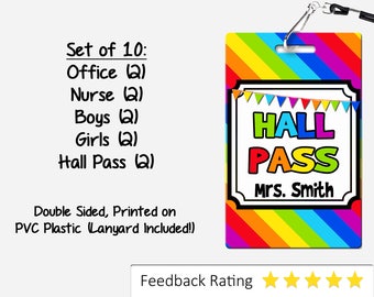 Pencil Theme Classroom Hall Passes for Teachers Personalized | Etsy