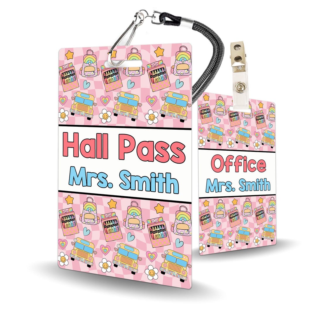 Checkerboard School Supplies Theme Classroom Hall Passes for Teachers ...