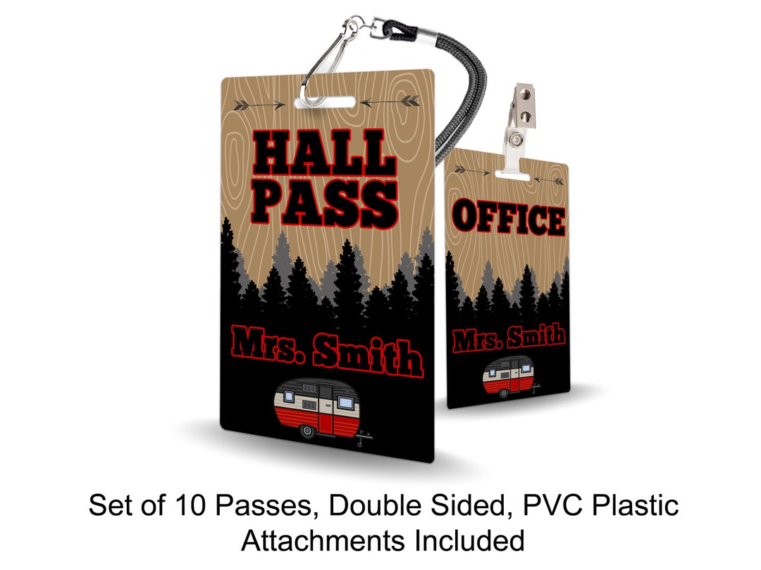 Camper Theme Classroom Hall Passes for Teachers, Personalized, Hall ...