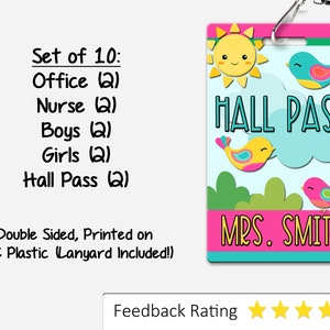 Birds Theme Classroom Hall Passes for Teachers, Personalized, Hall Pass ...
