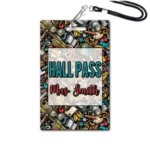 School Doodles Theme Classroom Hall Passes for Teachers, Personalized ...