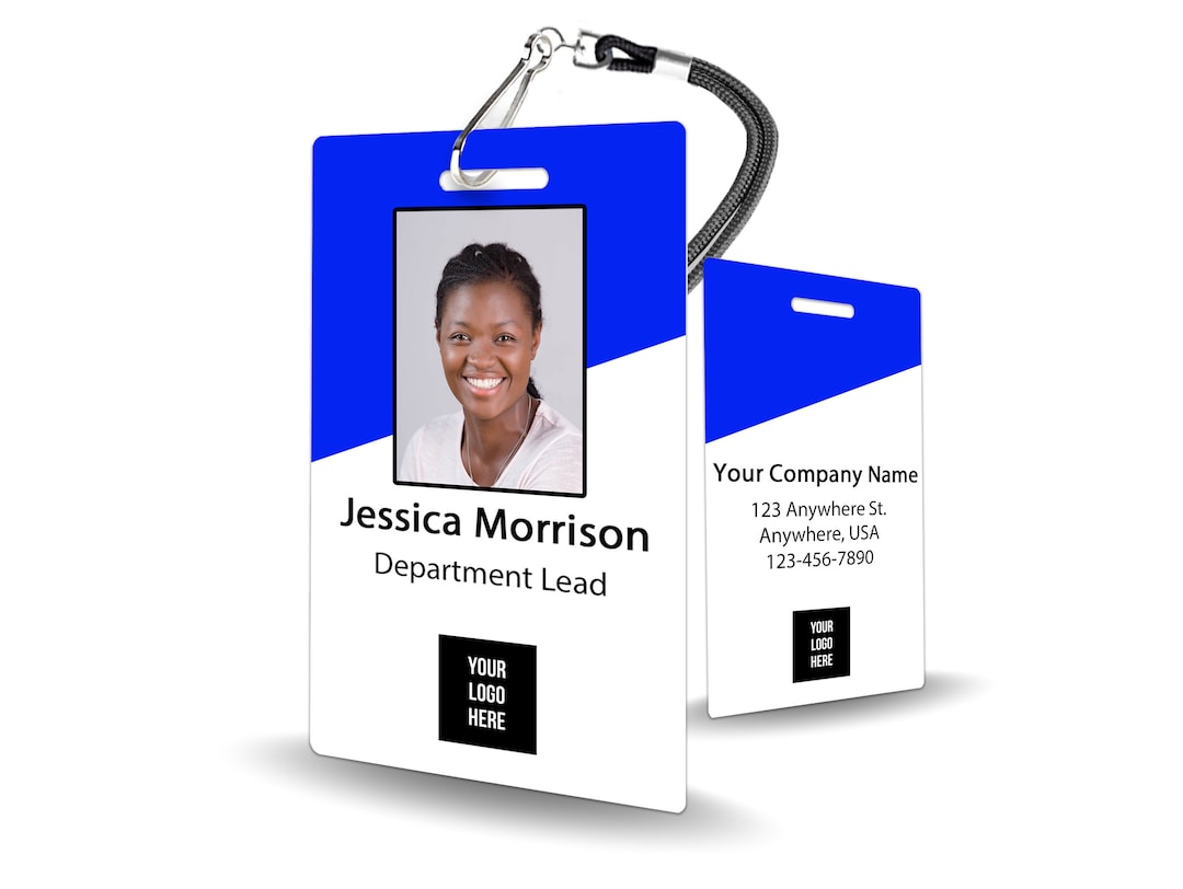 Diagonal Modern ID Badge Custom Badge, Modern ID, Personalized Badge ...