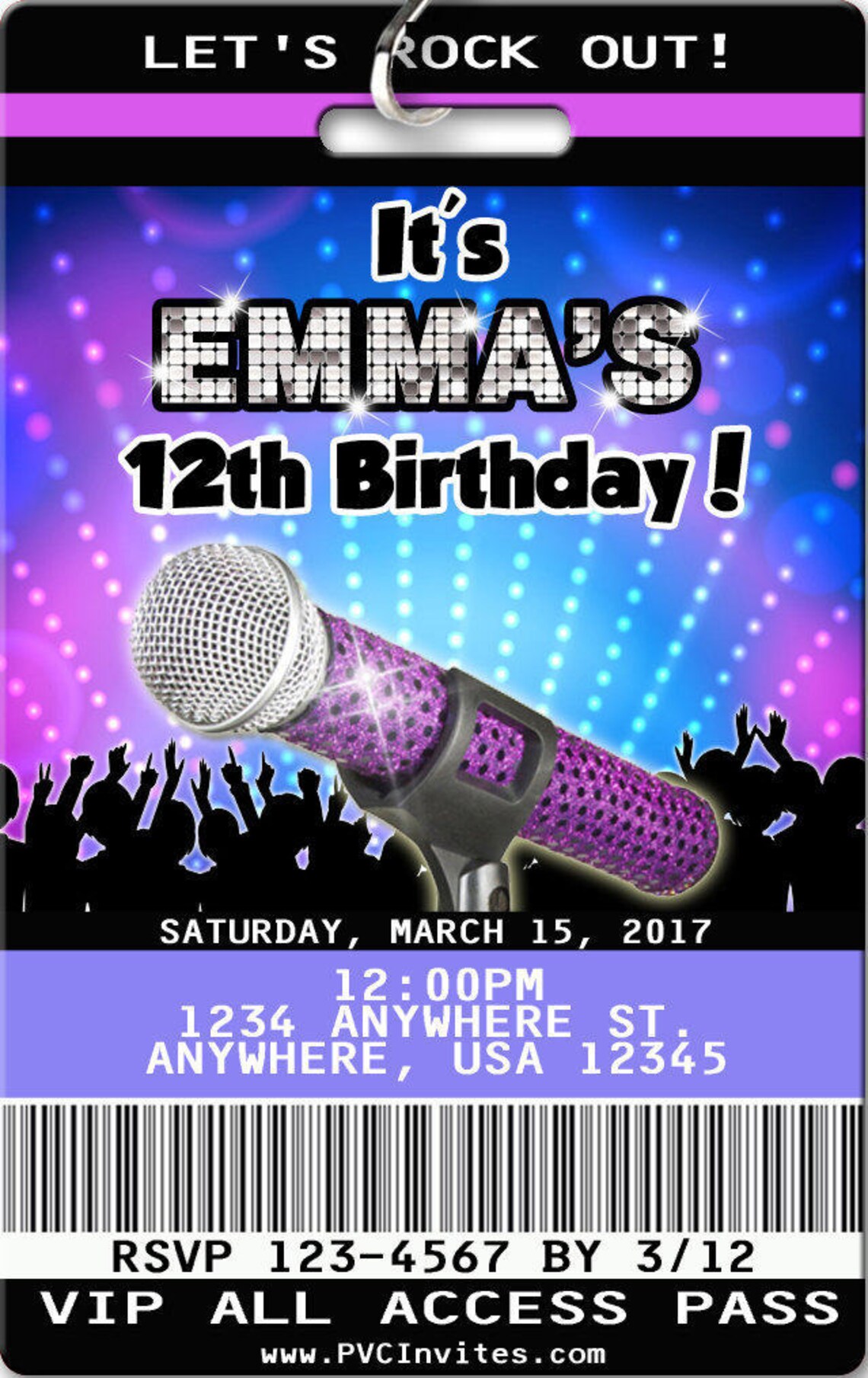 Pop Star Invitation PLASTIC Pop Star, Pop Star Invitation, Birthday ...