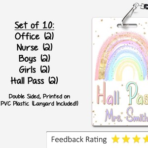 Pastel Rainbow Theme Classroom Hall Passes for Teachers, Personalized ...