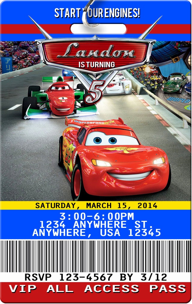 Cars 2 Birthday Invitation PLASTIC Cars 2 Birthday Cars 2 - Etsy