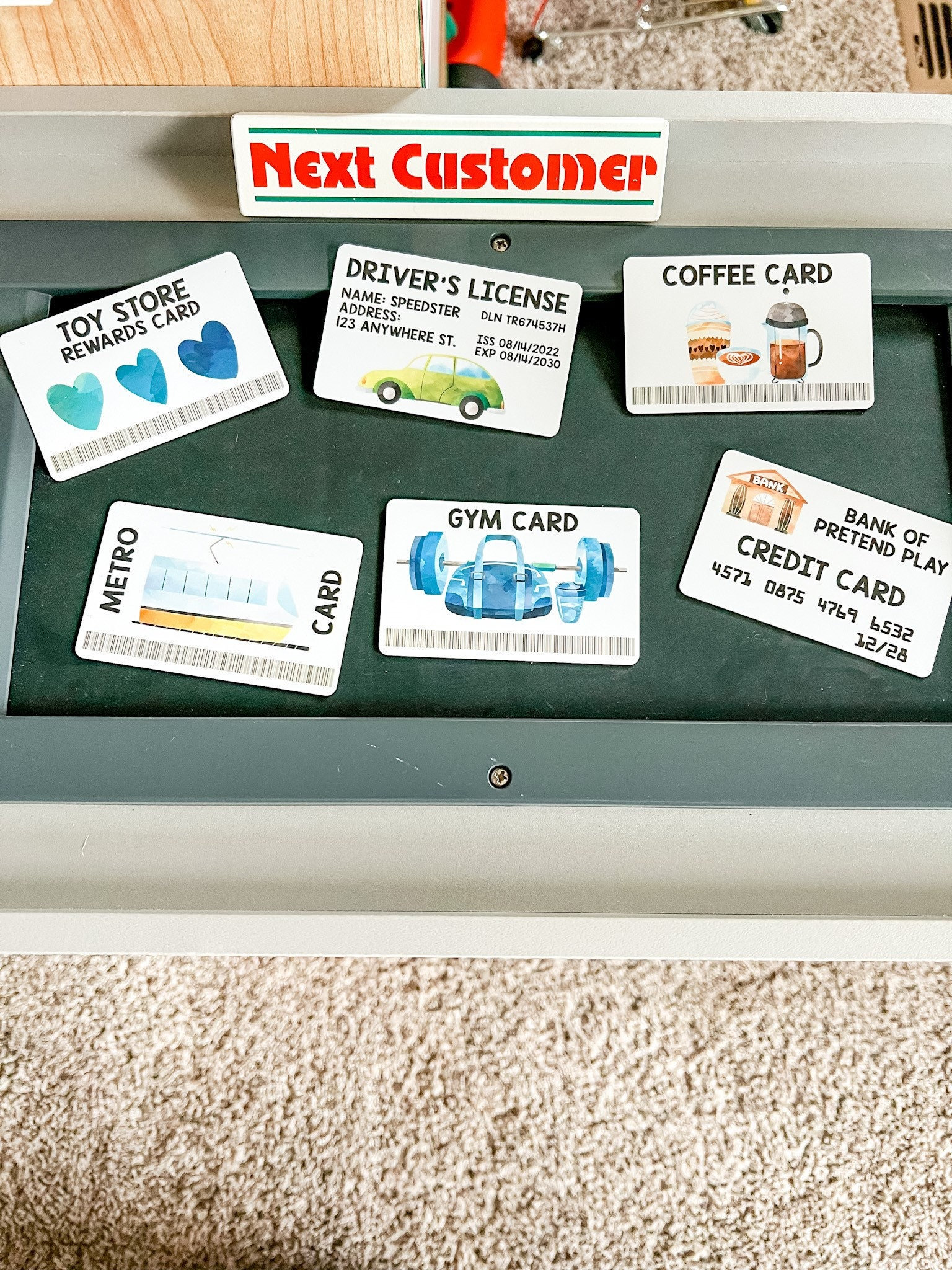 Dramatic Play Wallet Card Set 6 Cards Pretend Play Kids - Etsy