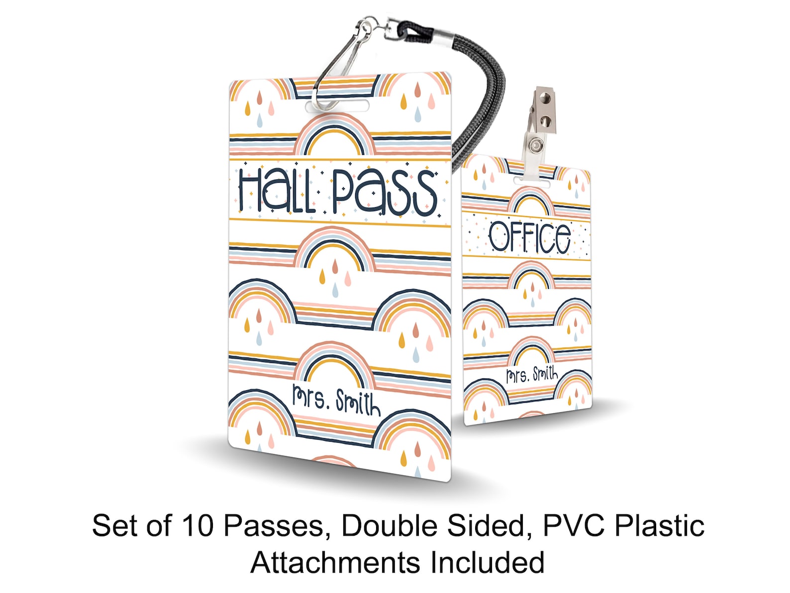 Boho Rainbow Theme Classroom Hall Pass, Personalized, Set of 10 - Etsy