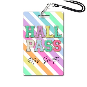 Varsity Theme Classroom Hall Passes for Teachers, Personalized, Hall ...