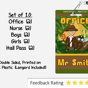 Jungle Theme Classroom Hall Passes for Teachers, Personalized, Set of ...