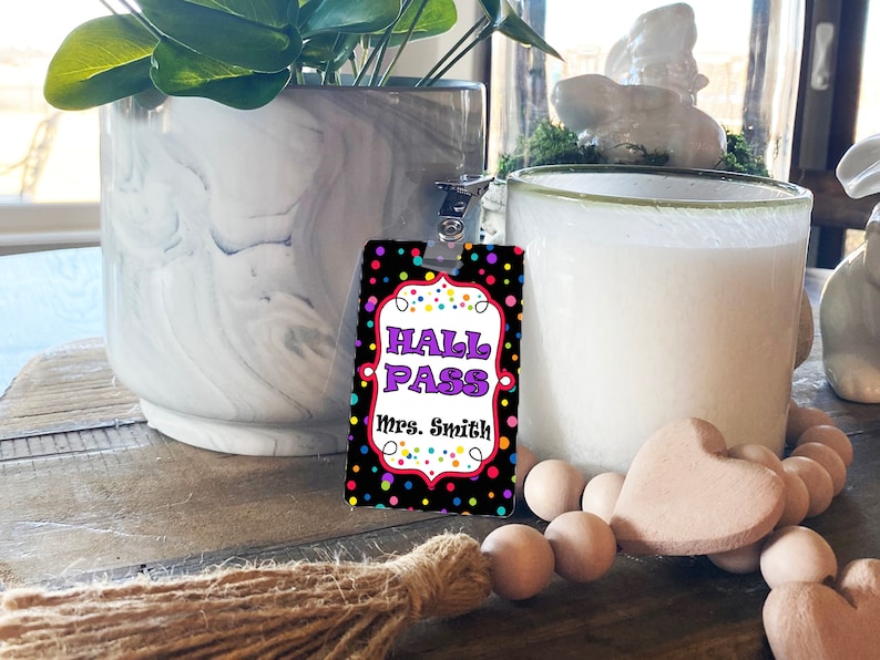 Dots Theme Classroom Hall Passes for Teachers Personalized - Etsy
