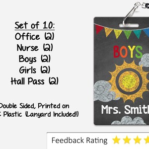 Sunshine Chalkboard Theme Classroom Hall Passes for Teachers ...