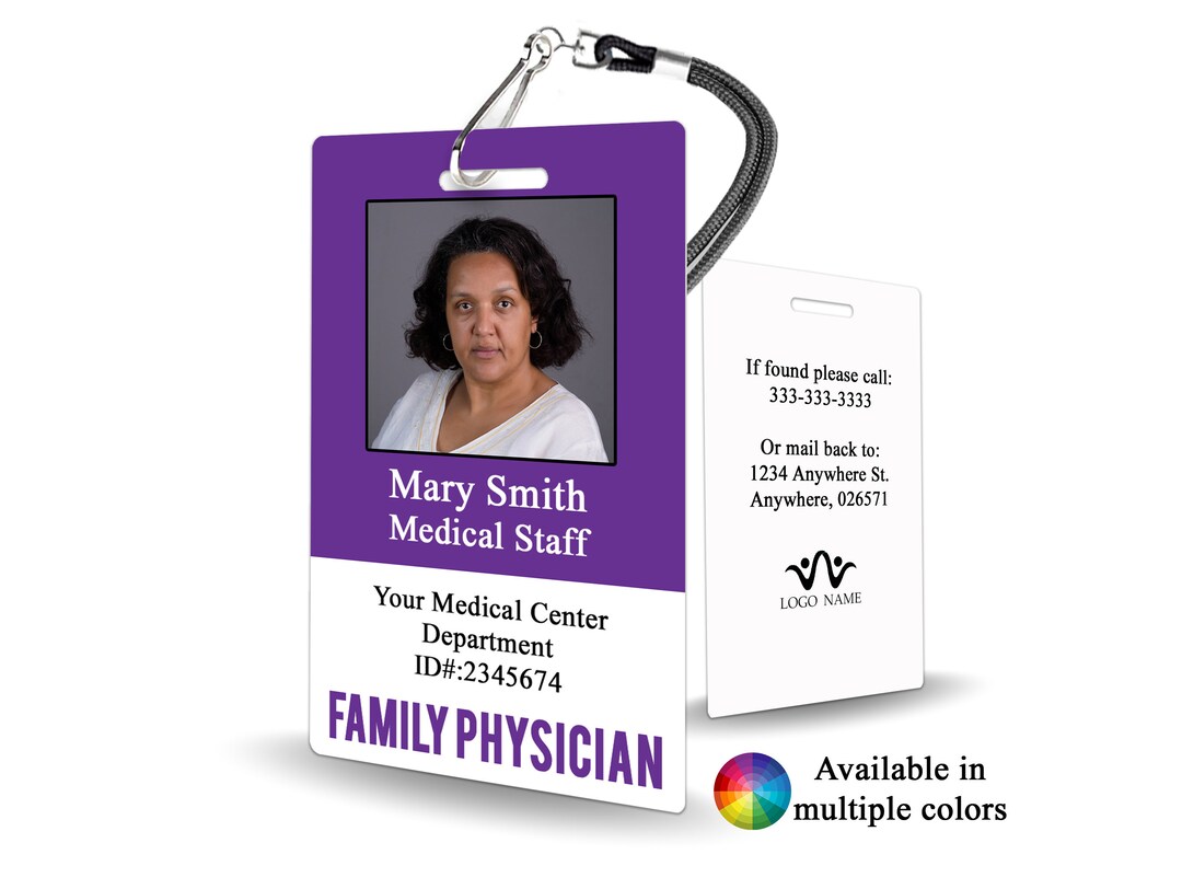 Medical ID Badge - Doctor ID, Hospital Badge, Healthcare Identification ...