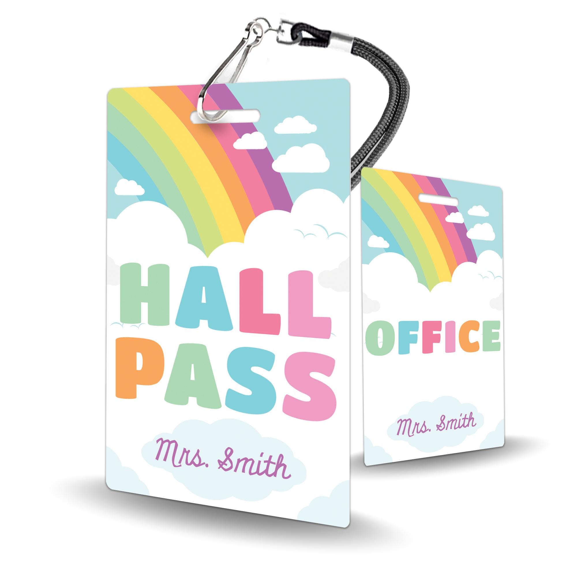 Pastel Rainbow Theme Classroom Hall Passes for Teachers, Personalized ...