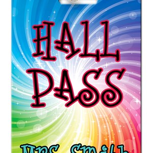 Swirl Theme Classroom Hall Passes for Teachers, Personalized, Set of 10 ...