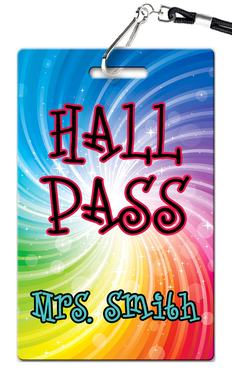 Swirl Theme Classroom Hall Passes for Teachers, Personalized, Set of 10 ...