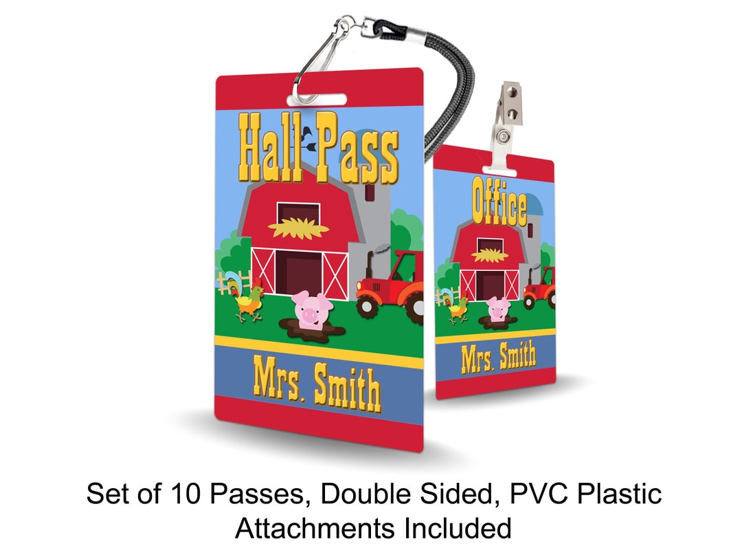 Farm Theme Classroom Hall Passes for Teachers, Personalized, Hall Pass ...
