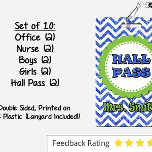 Preppy Chevron Theme Classroom Hall Passes for Teachers, Personalized ...