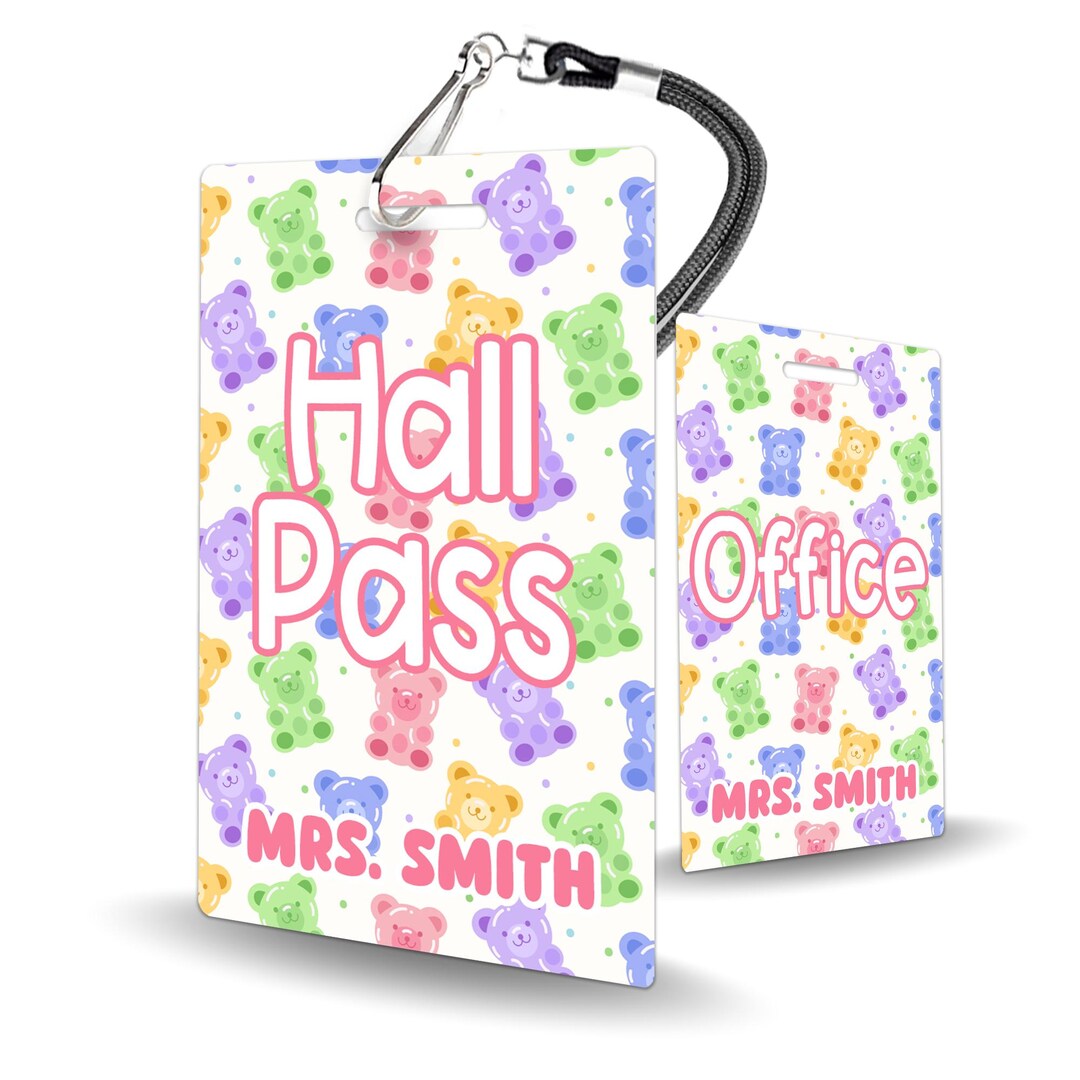 Gummy Bear Theme Classroom Hall Passes for Teachers, Personalized, Set ...