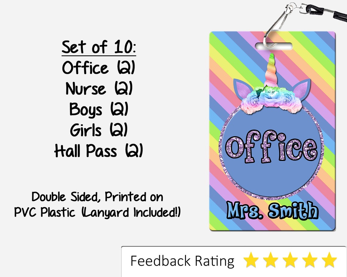 Unicorn Theme Classroom Hall Passes for Teachers - Etsy