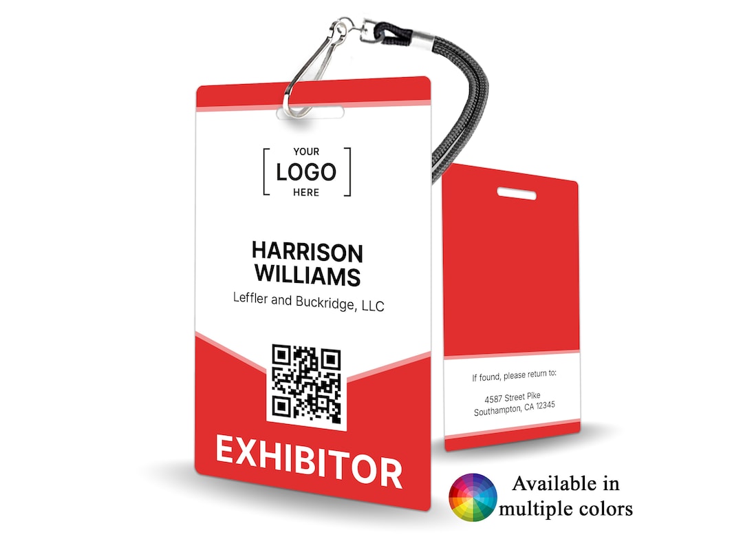 Personalized Exhibitor ID Badge - Custom QR Code Option - Etsy