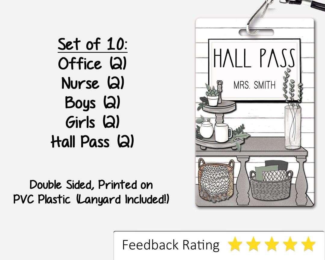 Shabby Chic Theme Classroom Hall Passes for Teachers - Etsy