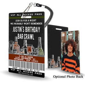 Bar Crawl Birthday Invitation PLASTIC Bar Crawl Birthday, Bar Crawl ...