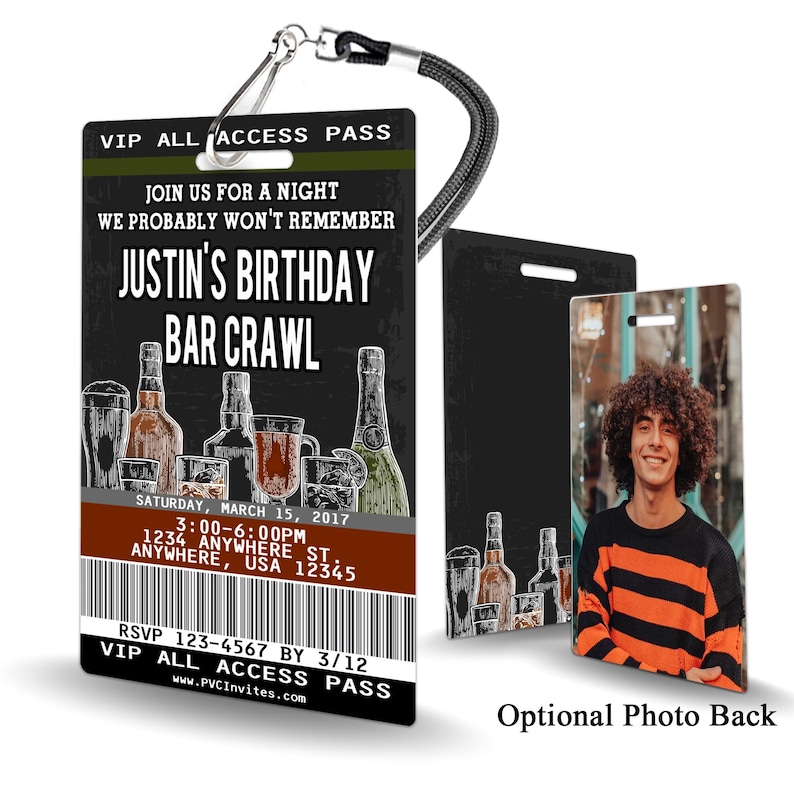 Bar Crawl Birthday Invitation PLASTIC Bar Crawl Birthday, Bar Crawl ...