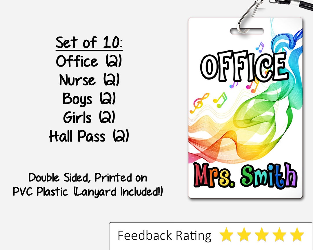 Music Theme Classroom Hall Passes for Teachers Personalized - Etsy