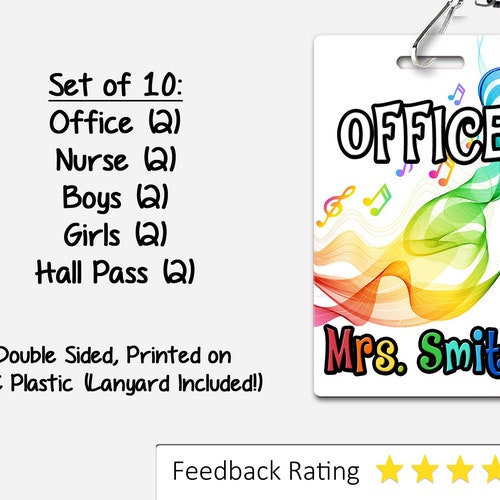 Music Theme Classroom Hall Passes for Teachers Personalized - Etsy