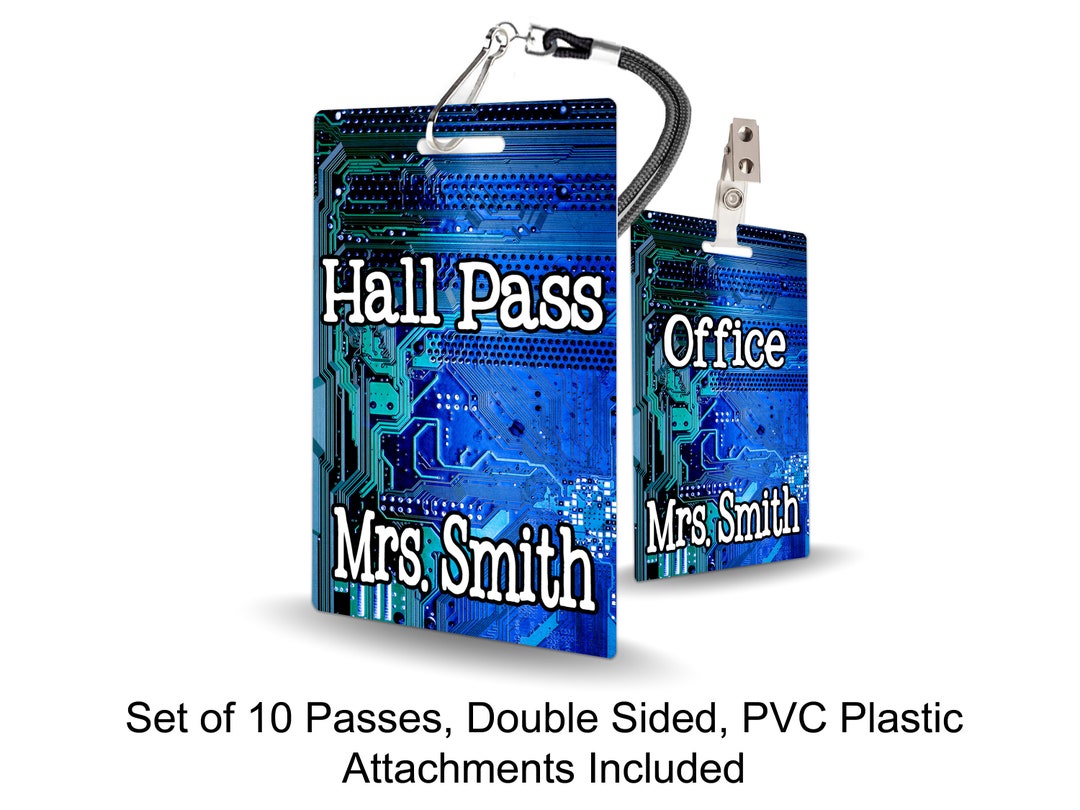 Circuit Theme Classroom Hall Passes for Teachers, Personalized, Hall ...