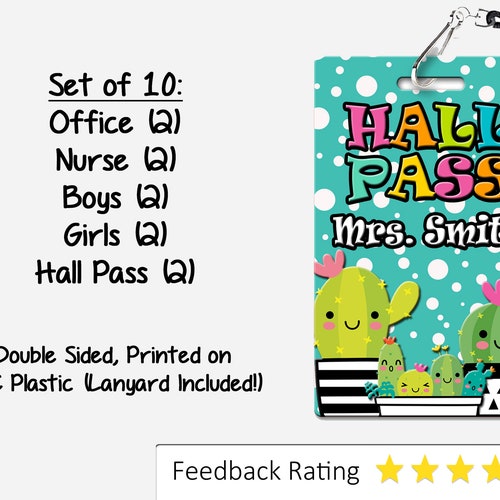 Cactus Theme Classroom Hall Passes for Teachers Personalized - Etsy