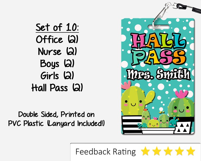 Cactus Theme Classroom Hall Passes for Teachers Personalized - Etsy