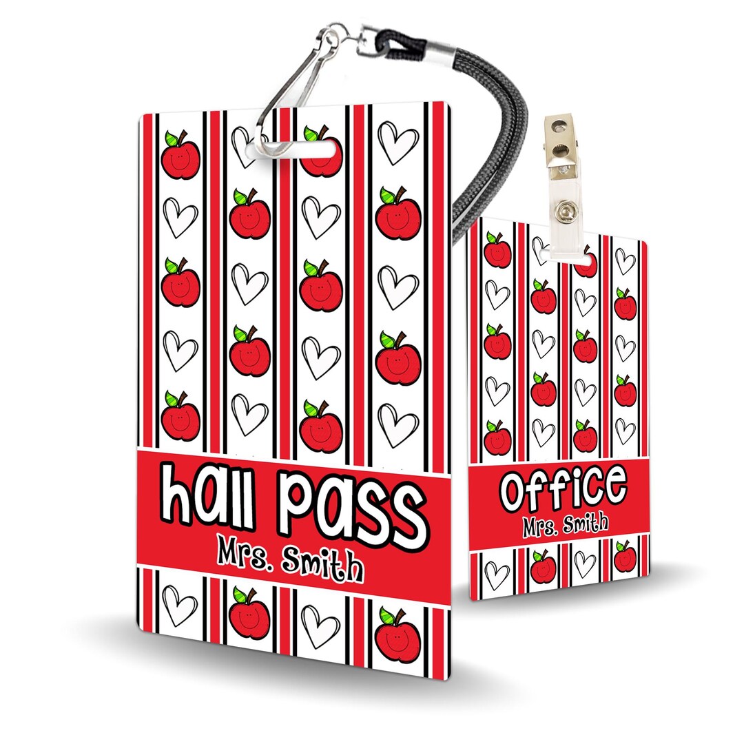Apples and Stripes Theme Classroom Hall Passes for Teachers ...