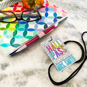 Boho Brights Theme Classroom Hall Passes for Teachers, Personalized ...