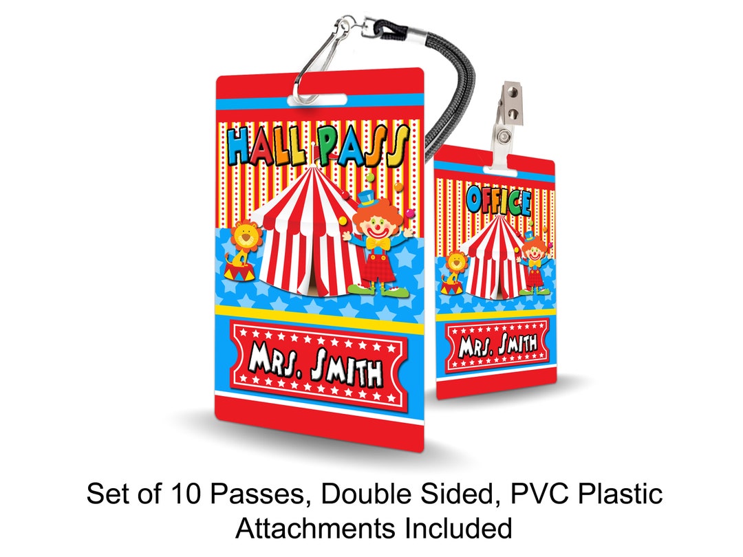 Circus Carnival Theme Classroom Hall Passes for Teachers, Personalized ...