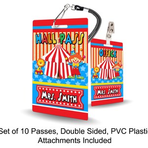 Circus Carnival Theme Classroom Hall Passes for Teachers, Personalized ...