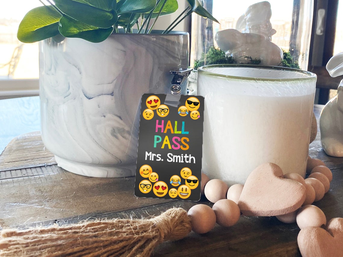 Emoji Theme Classroom Hall Passes for Teachers Personalized - Etsy