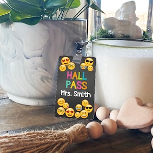 Emoji Theme Classroom Hall Passes for Teachers, Personalized, Hall Pass ...