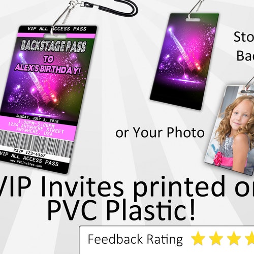Backstage Pass Birthday Invitation PLASTIC Backstage Pass - Etsy