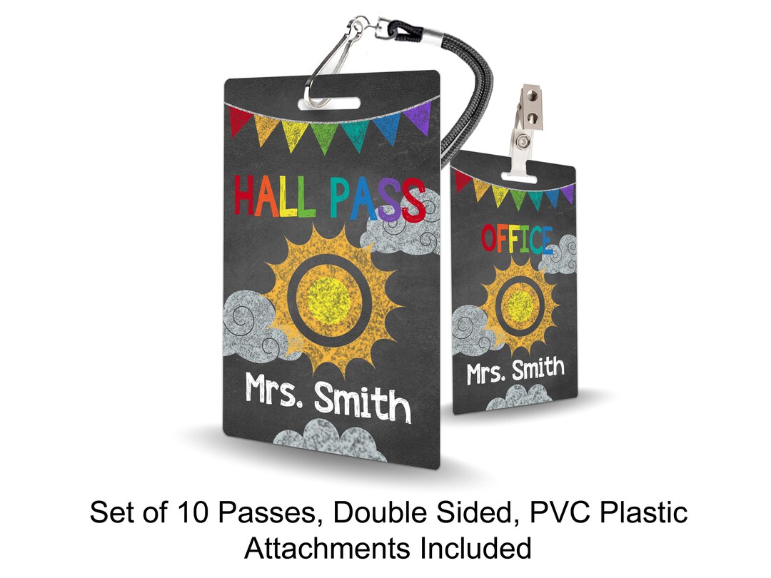 Sunshine Chalkboard Theme Classroom Hall Passes for Teachers ...